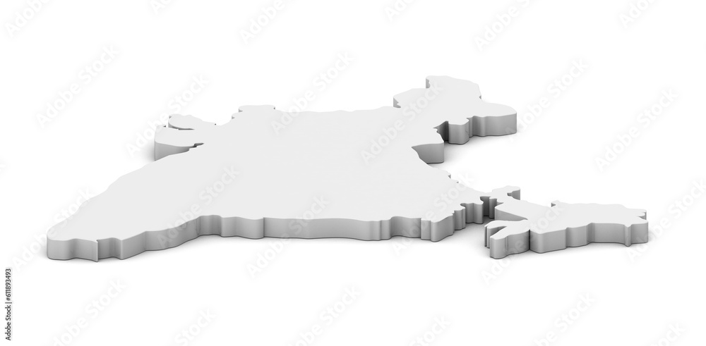 India Map 3d landscape isolated on transparent background. Three ...