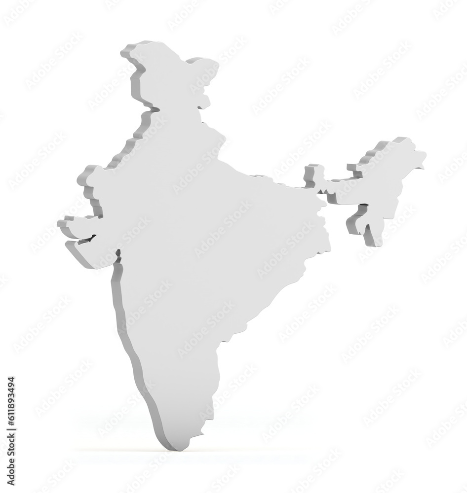 India Map 3d Front view isolated on transparent background. Three ...