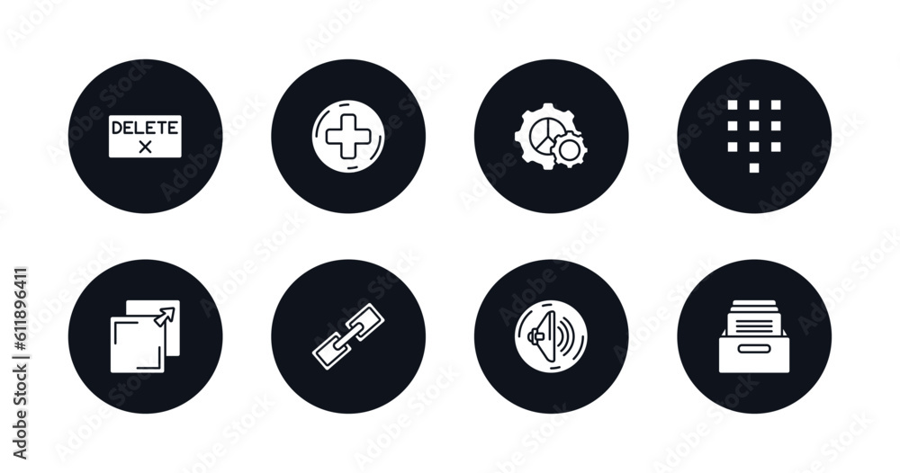 Vetor de symbol for mobile filled icons set. filled icons such as delete button, round add ...