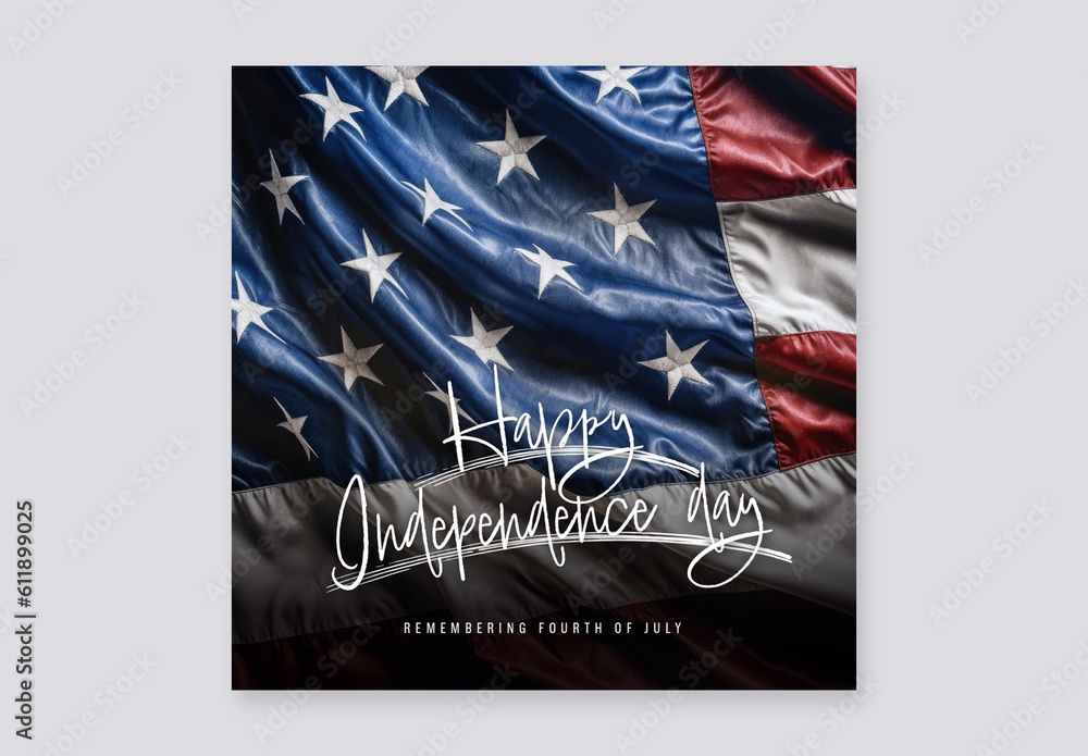 Happy Independence Day Layout With US Flag and Generative Ai Stock ...