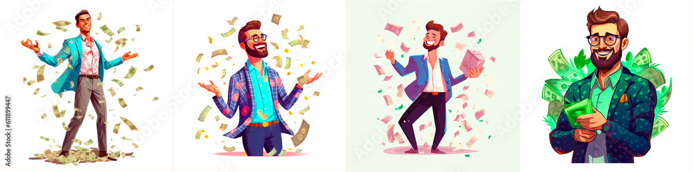 Illustration depicting a young rich man Illustration depicting a man ...