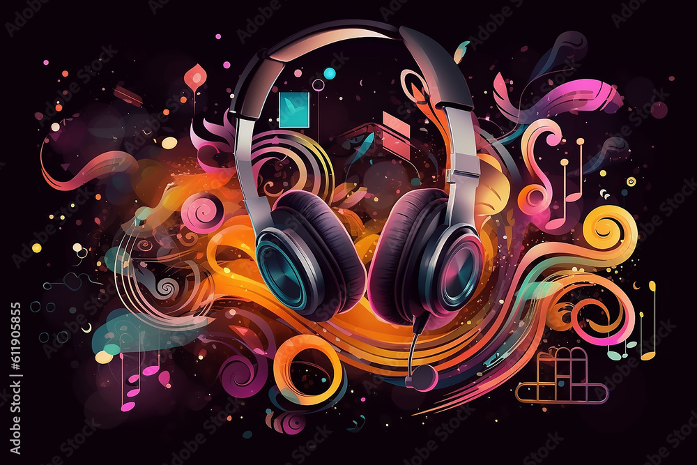 colorful neon background musical style theme abstract musical ...