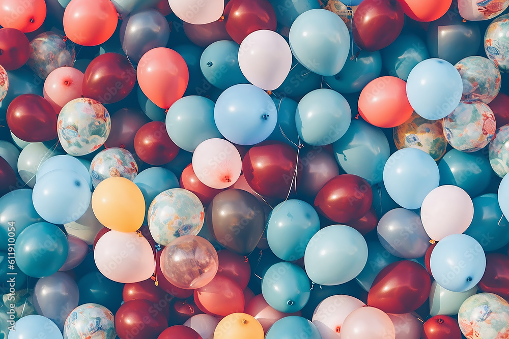 texture background of multicolored rubber balloons. Generative AI Stock ...