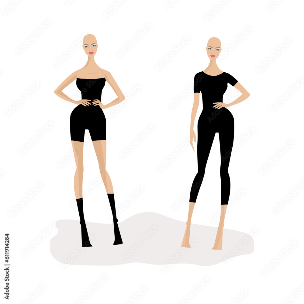 Full body female beautiful model walking pose with slim fit body suit ...