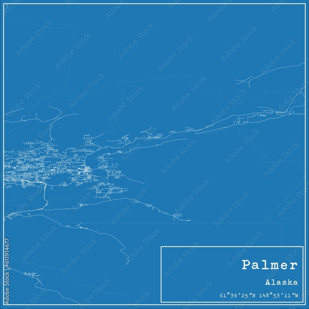 Photo & Art Print Blueprint US city map of Palmer, Alaska., Rezona
