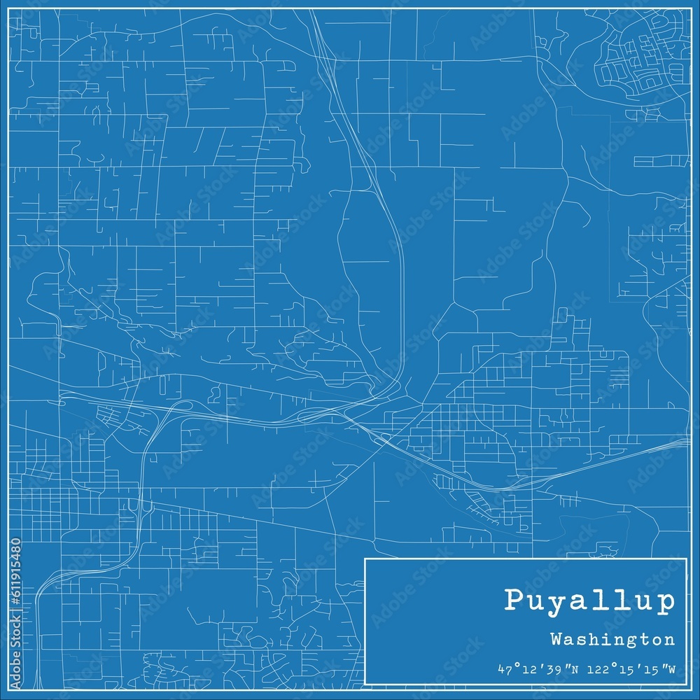 Blueprint US city map of Puyallup, Washington. Stock Illustration ...
