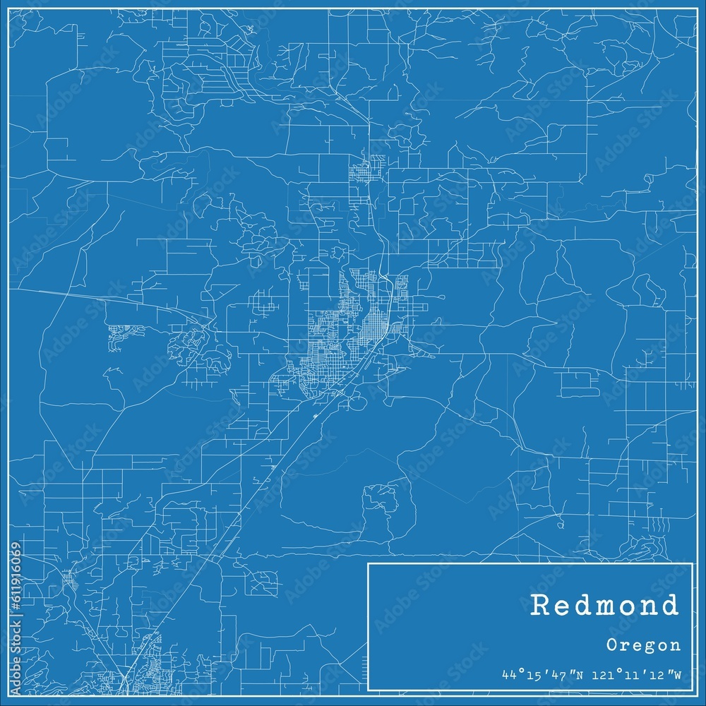 Fototapeta mapa świata dla dzieci Blueprint US city map of Redmond ...