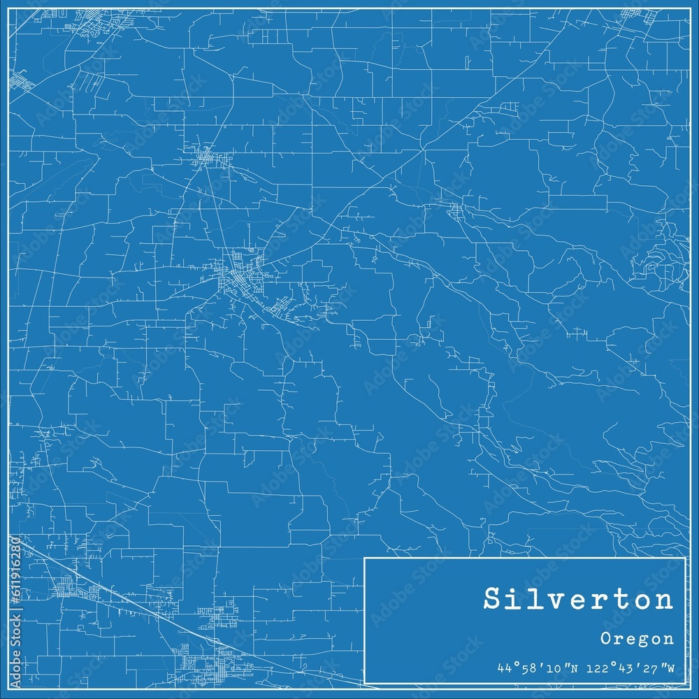 Fototapeta mapa świata dla dzieci Blueprint US city map of Silverton ...