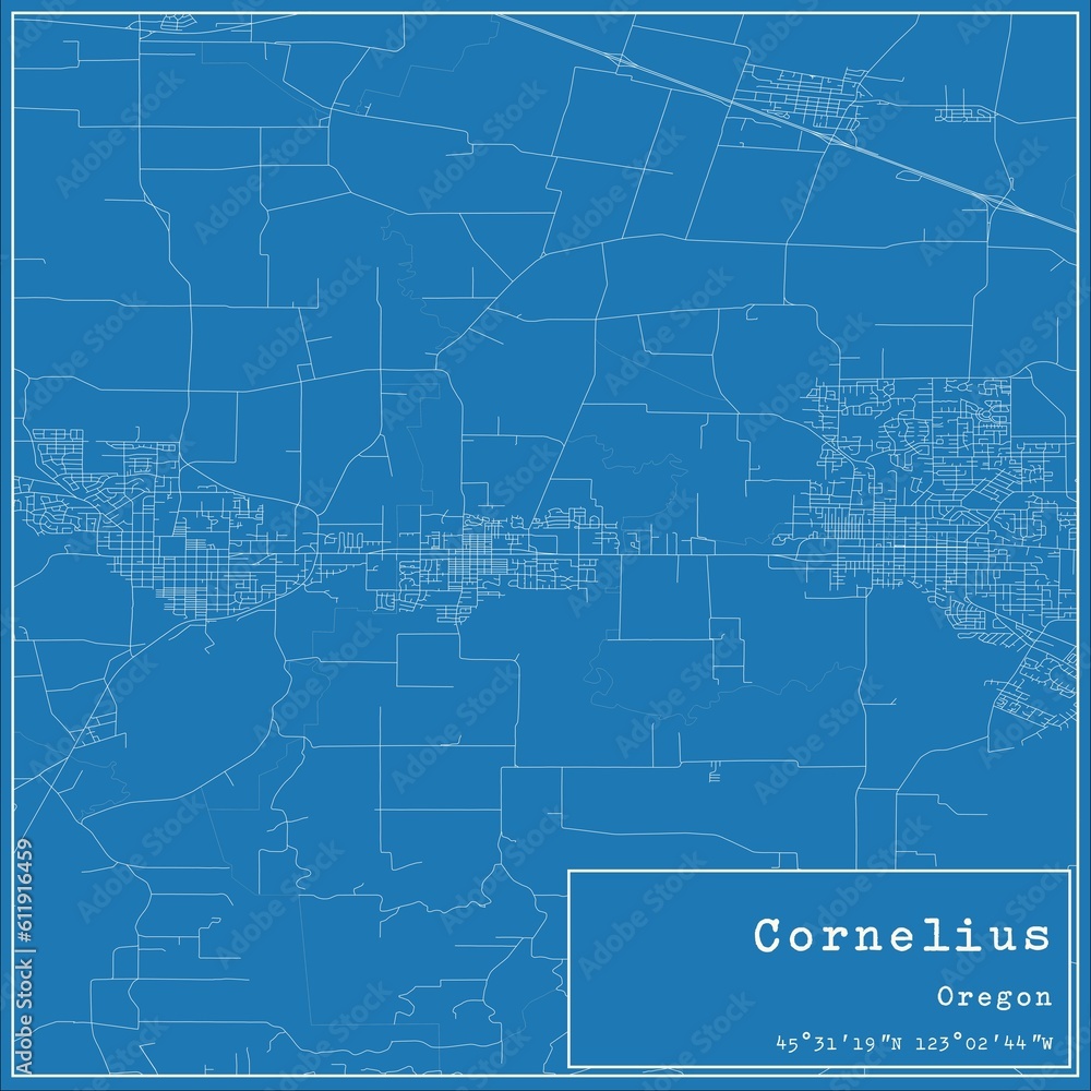 Fototapeta mapa świata dla dzieci Blueprint US city map of Cornelius ...