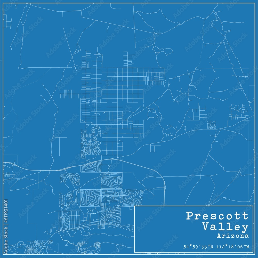 Fototapeta mapa świata dla dzieci Blueprint US city map of Prescott ...