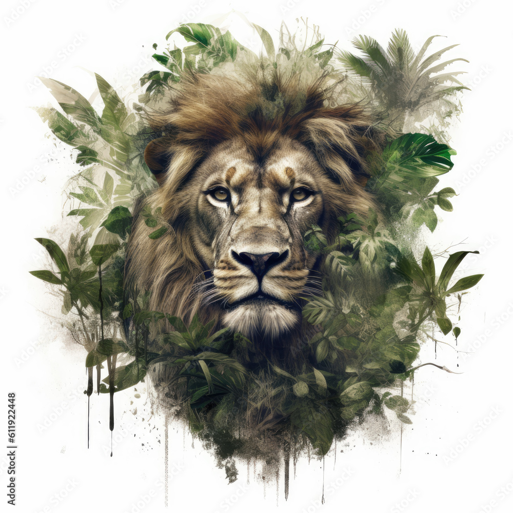 Generative ai illustration of detailed drawing illustration of a Lion ...