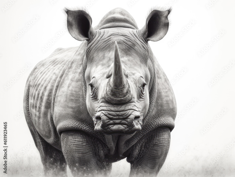 Generative ai illustration of detailed drawing illustration of a Rhino ...