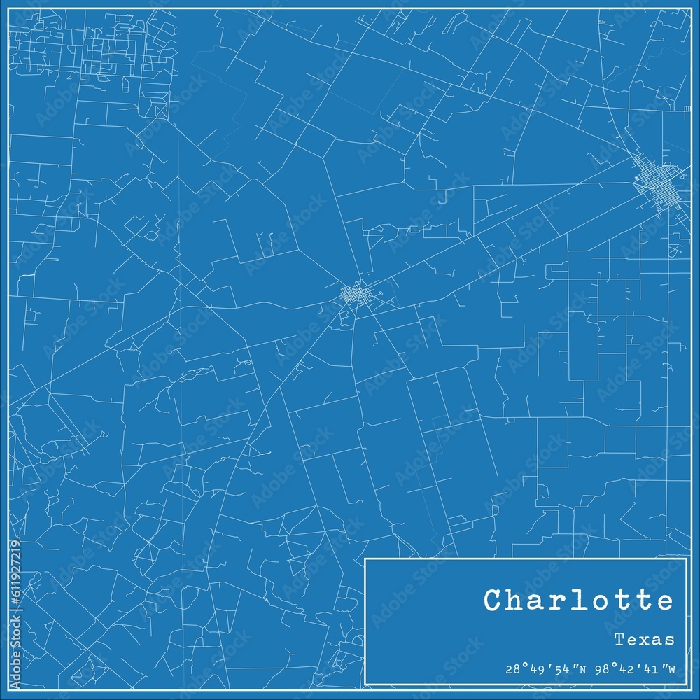 Blueprint US city map of Charlotte, Texas. Stock Illustration | Adobe Stock
