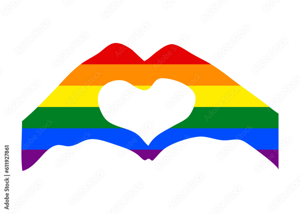 Plakat Logo lgbt. Mes del orgullo. Silueta aislada de manos haciendo ...