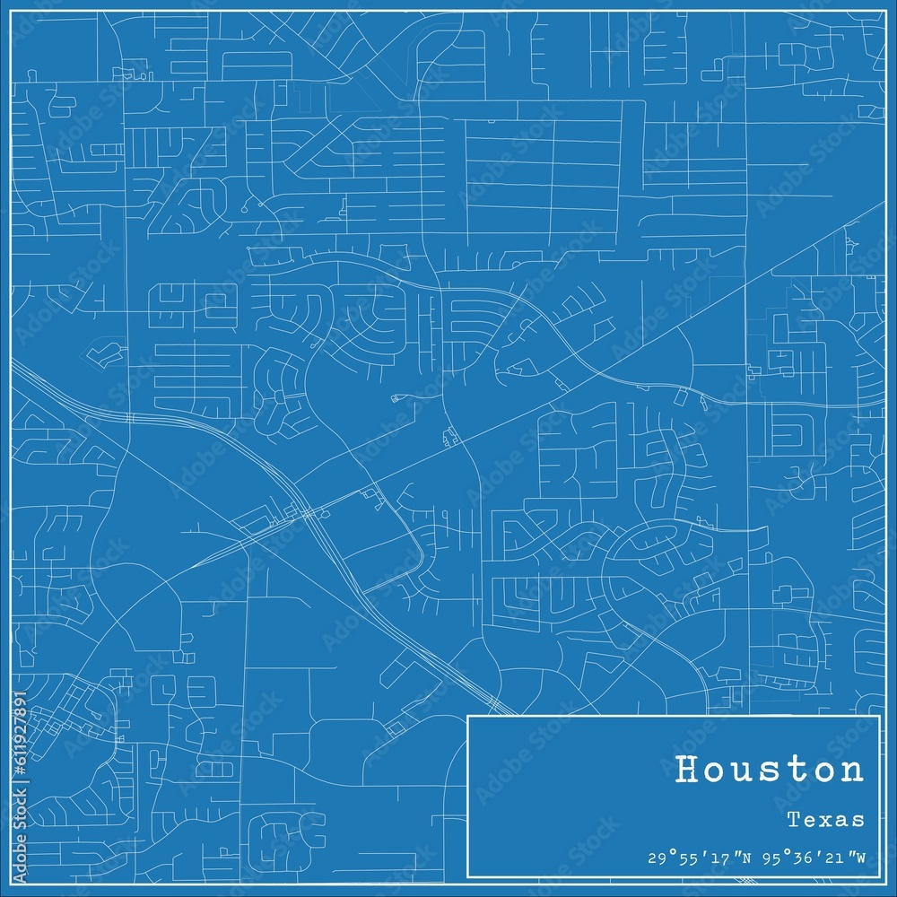 Blueprint US city map of Houston, Texas. Stock Illustration | Adobe Stock