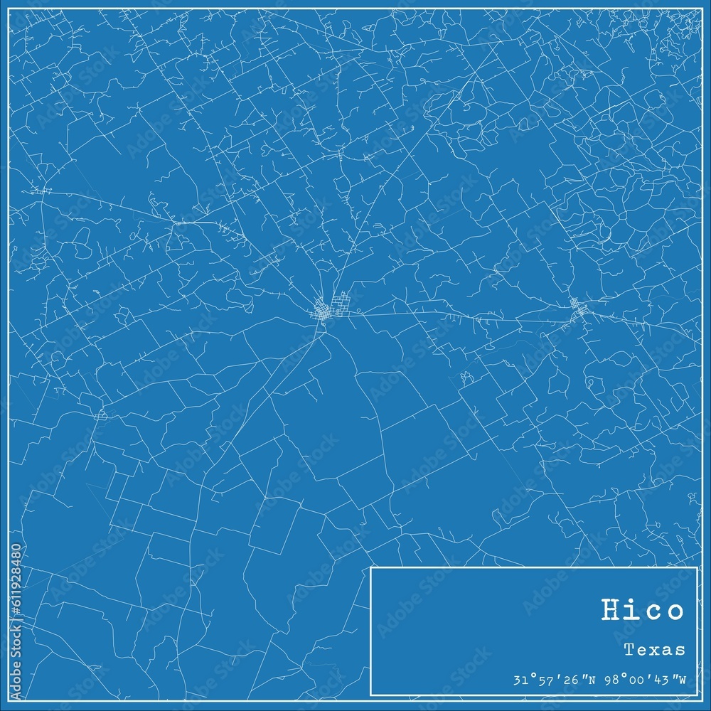 Blueprint US city map of Hico, Texas. Stock Illustration | Adobe Stock