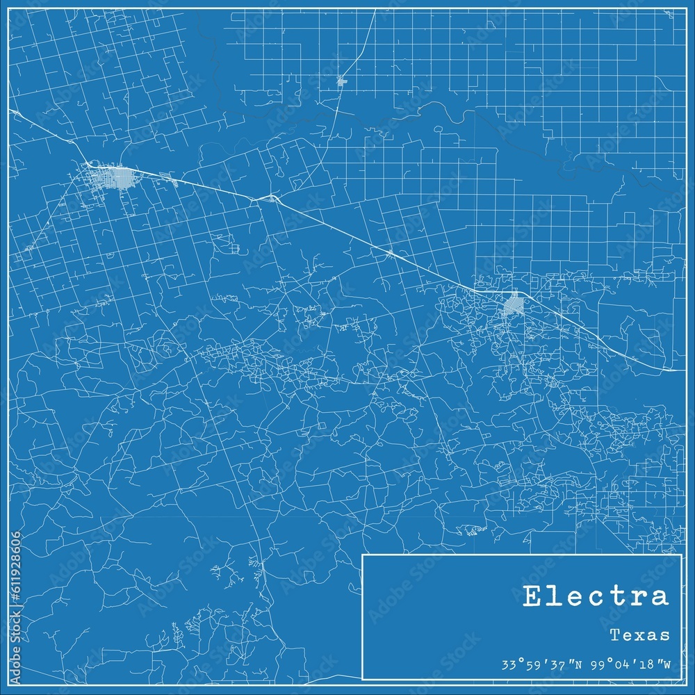 Poster Blueprint US city map of Electra, Texas. – Wall Art | UkPosters