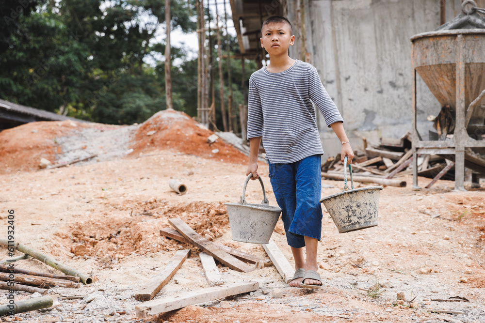Children are forced to work construction., Violence children and ...