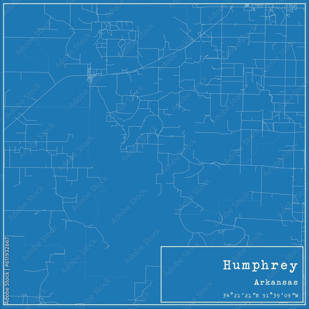 Blueprint US city map of Humphrey, Arkansas. Stock Illustration | Adobe ...