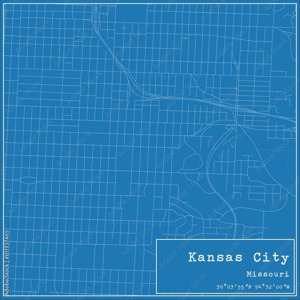 Blueprint US city map of Kansas City, Missouri. Stock Illustration ...