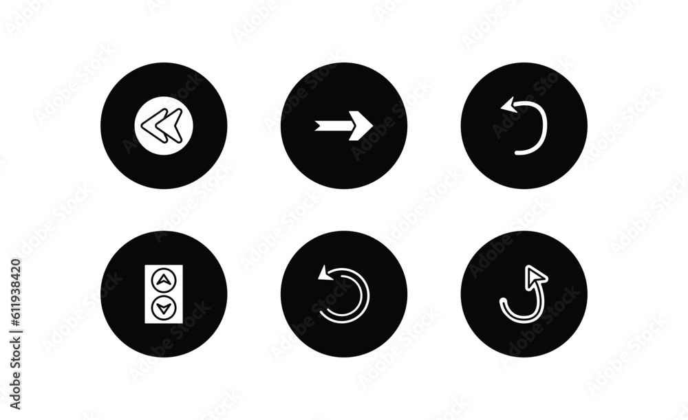 Vetor de user interface filled icons set. user interface filled icons pack included back arrow ...