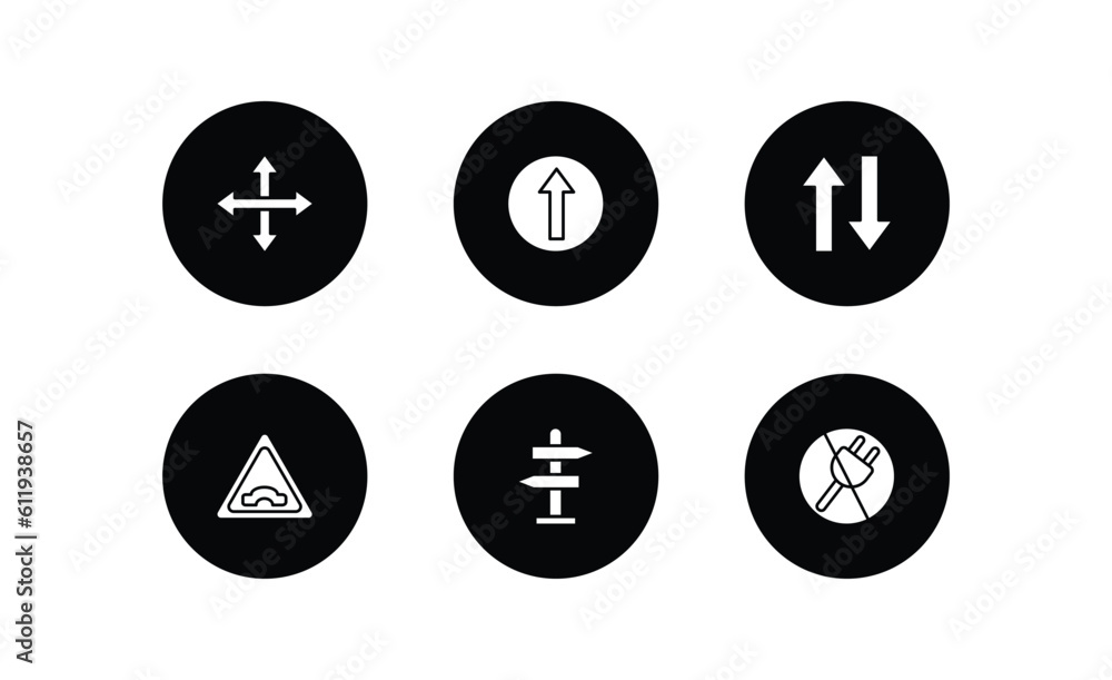 traffic signs filled icons set. traffic signs filled icons pack included crossroads, ahead only ...