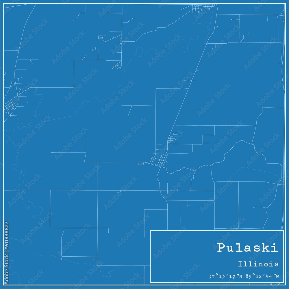 Fototapeta mapa świata dla dzieci Blueprint US city map of Pulaski ...