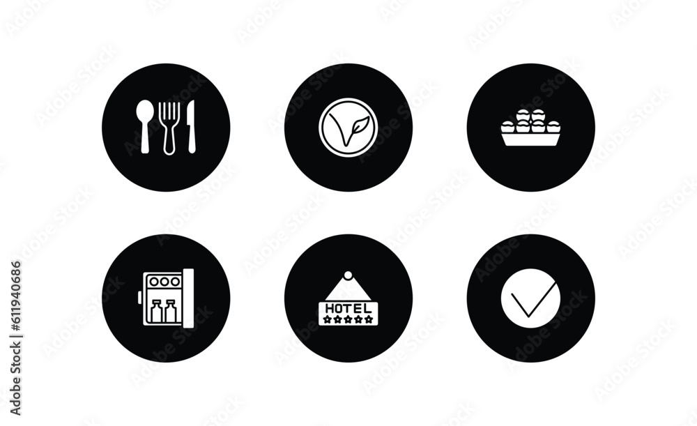 hotel and restaurant filled icons set. hotel and restaurant filled ...