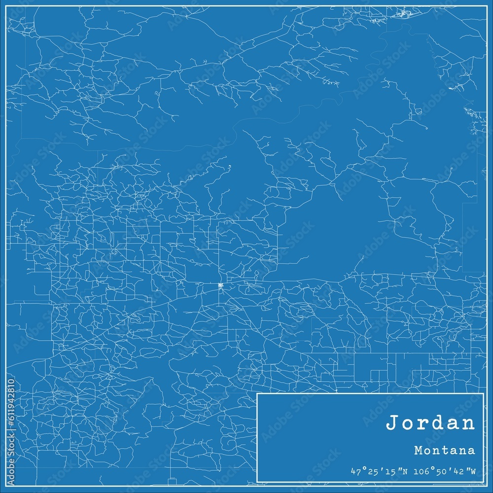 Blueprint US city map of Jordan, Montana. Stock Illustration | Adobe Stock