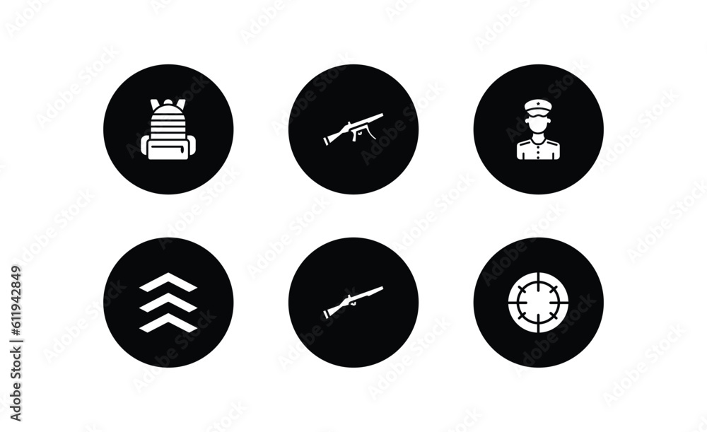 army and war filled icons set. army and war filled icons pack included ...