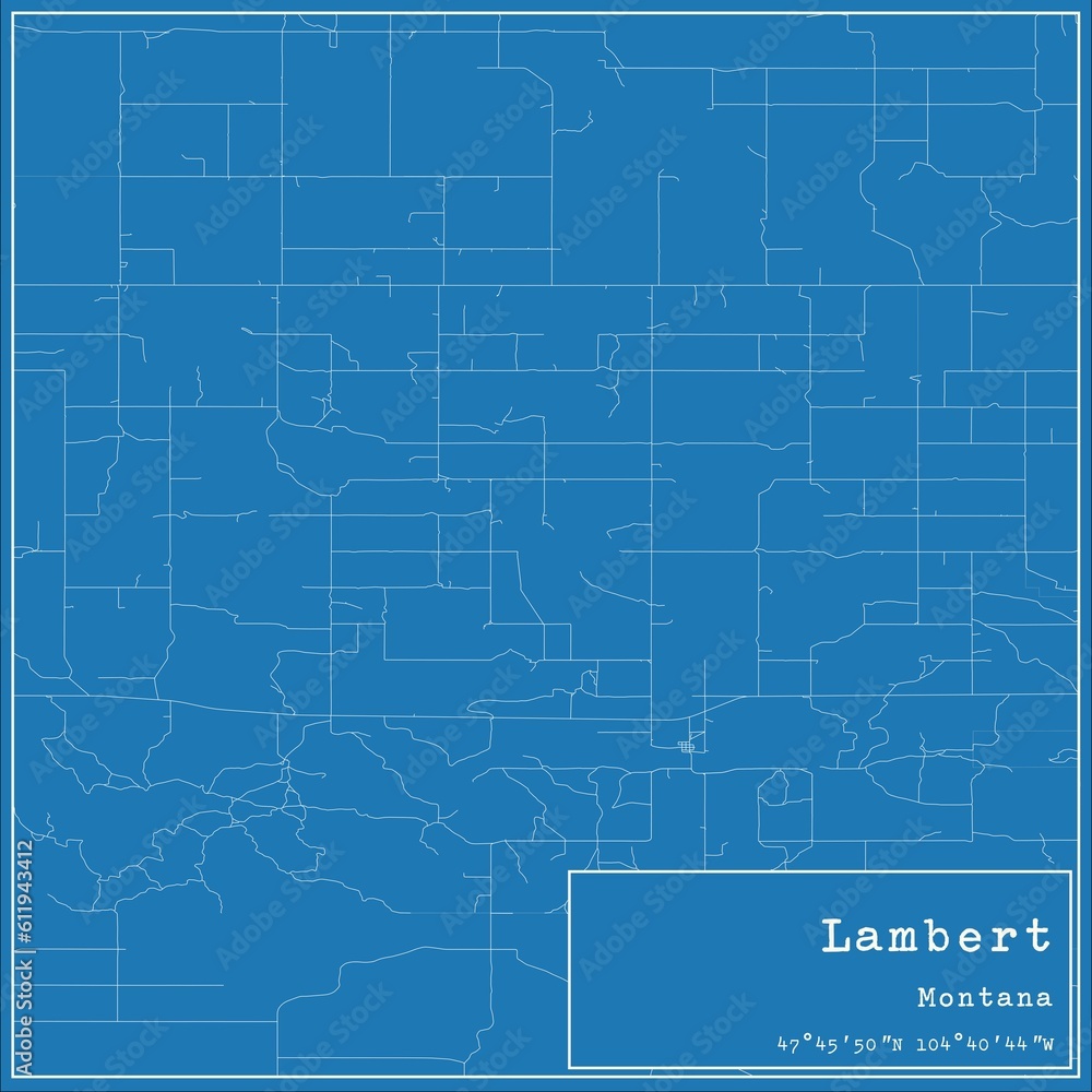Poster Blueprint US city map of Lambert, Montana. – Wall Art | UkPosters