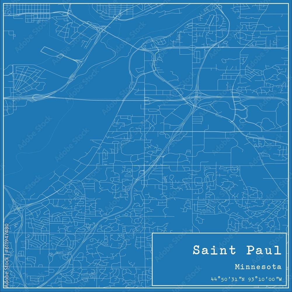 Blueprint US city map of Saint Paul, Minnesota. Stock Illustration ...