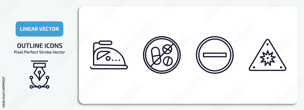 signs outline icons set. signs thin line icons pack included ironing ...