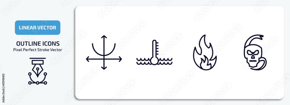 shapes outline icons set. shapes thin line icons pack included parabola ...