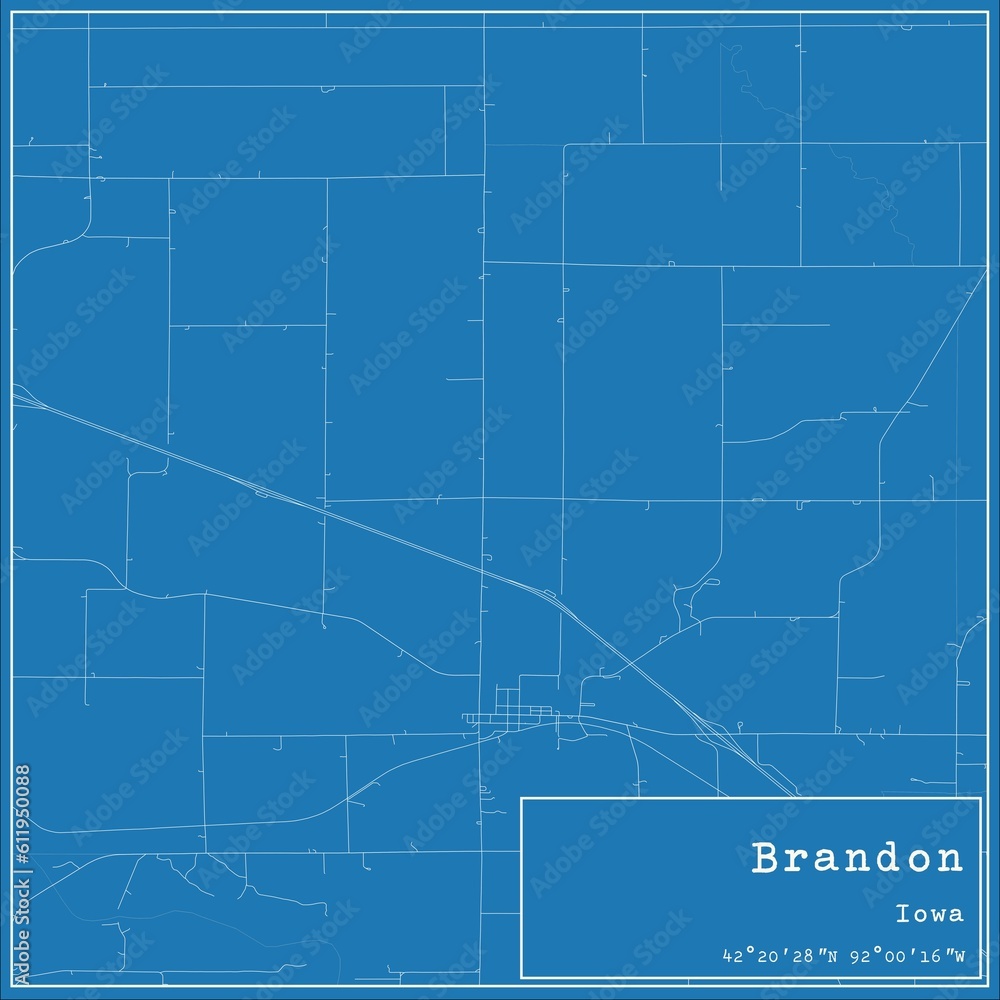Blueprint US city map of Brandon, Iowa. Stock Illustration | Adobe Stock