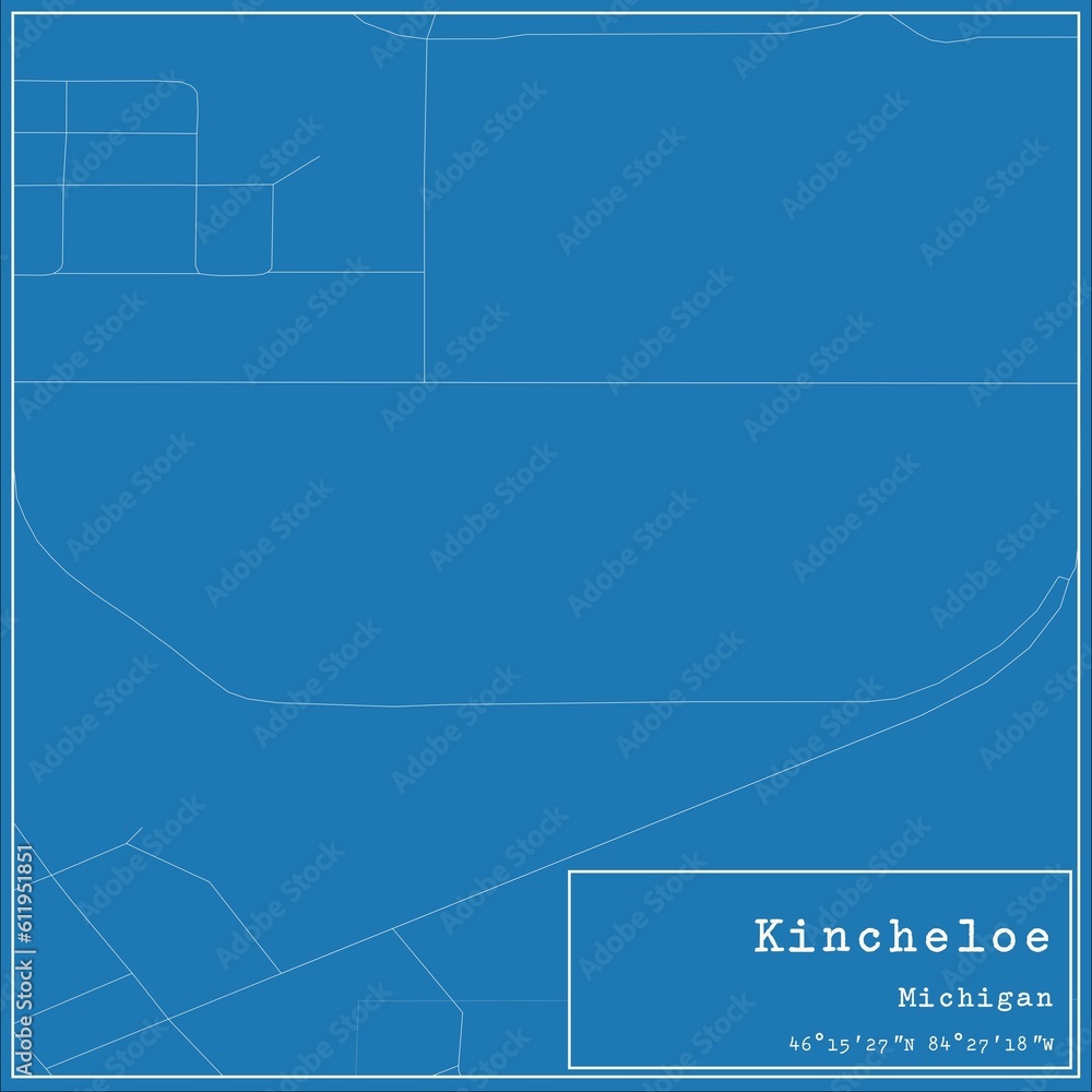 Blueprint US city map of Kincheloe, Michigan. Stock Illustration ...