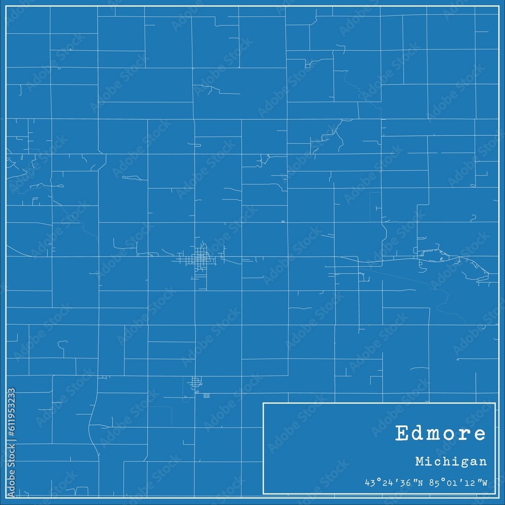 Photo Blueprint US city map of Edmore, Michigan., Rezona | Posters ...