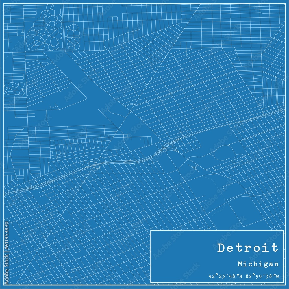 Blueprint US city map of Detroit, Michigan. Stock Illustration | Adobe ...