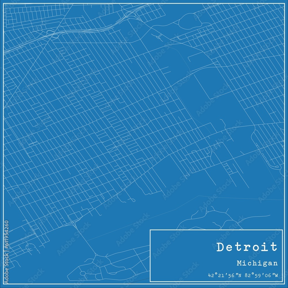 Blueprint US city map of Detroit, Michigan. Stock Photo | Adobe Stock