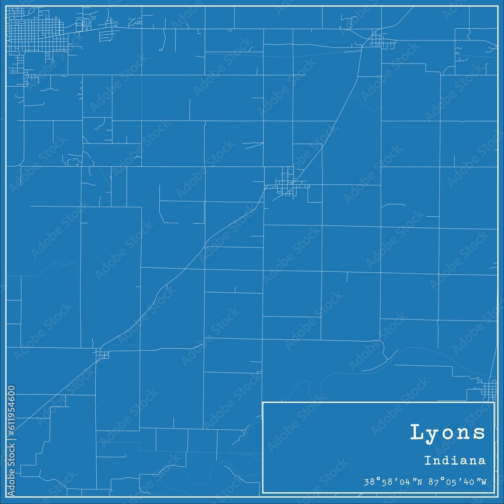 Fototapeta mapa świata dla dzieci Blueprint US city map of Lyons ...