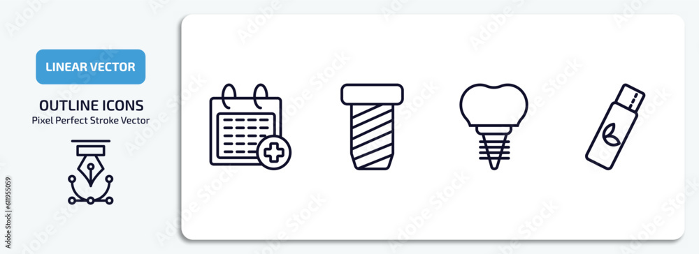 dentist outline icons set. dentist thin line icons pack included ...