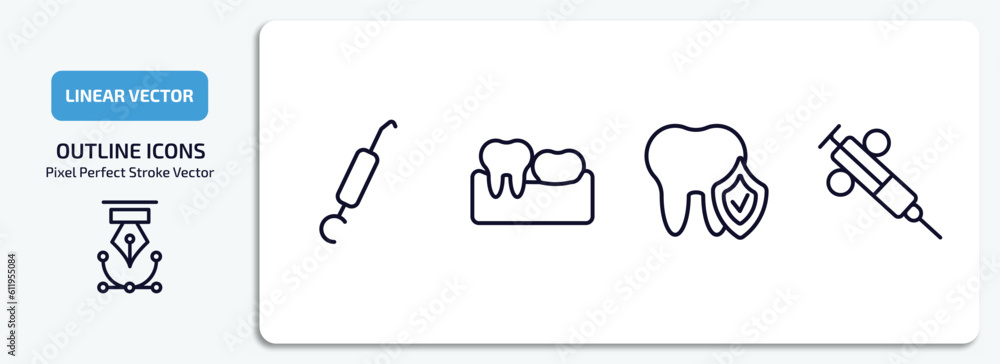 dentist outline icons set. dentist thin line icons pack included ...