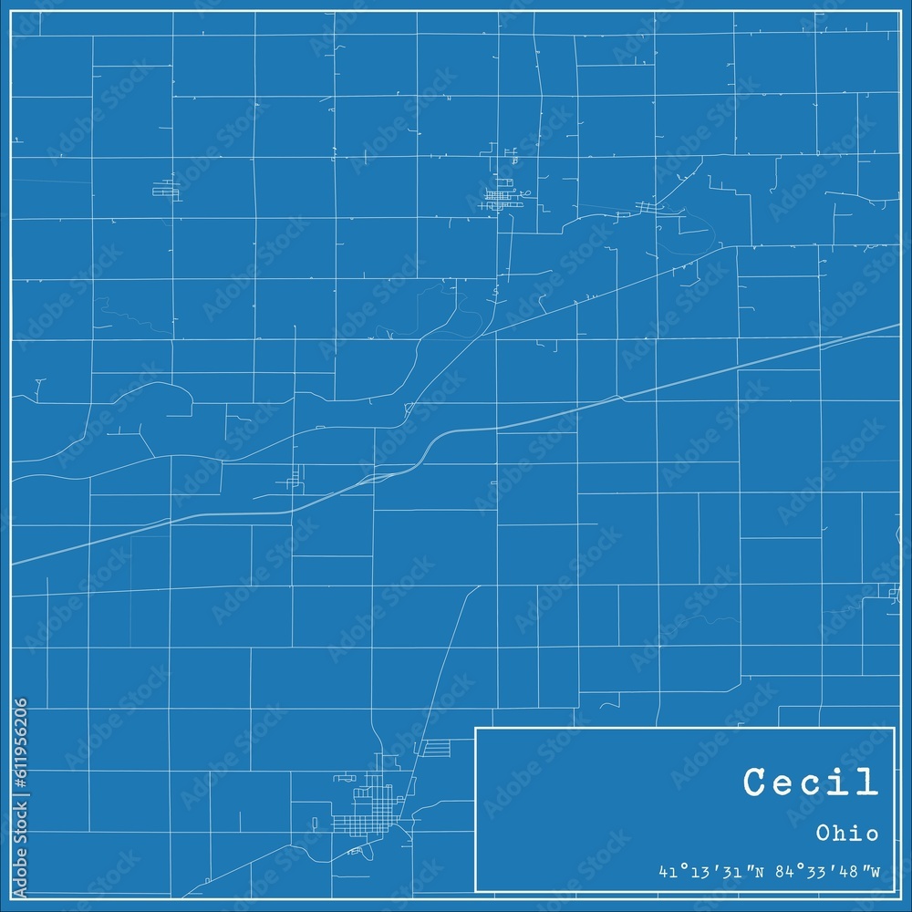 Blueprint US city map of Cecil, Ohio. Stock Illustration | Adobe Stock