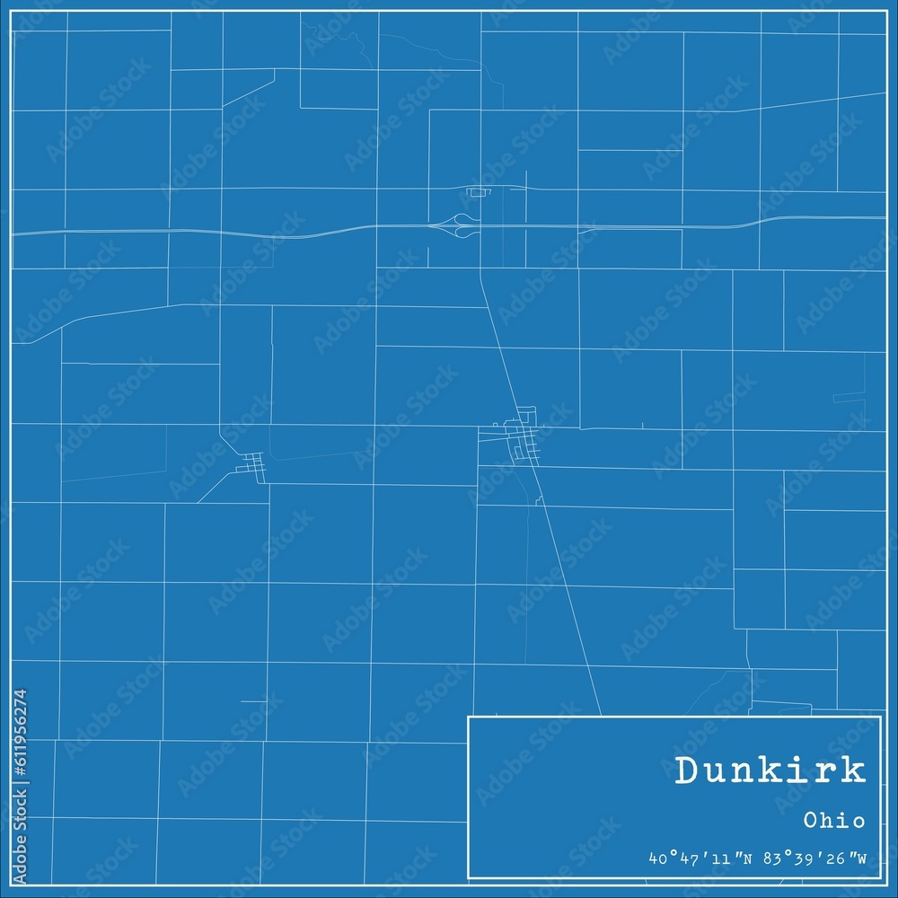Poster Blueprint US city map of Dunkirk, Ohio. – Wall Art | UkPosters