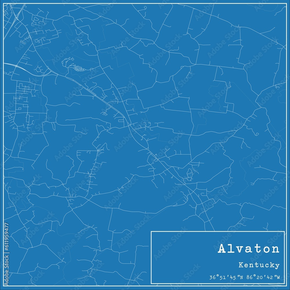 Fototapeta mapa świata dla dzieci Blueprint US city map of Alvaton ...