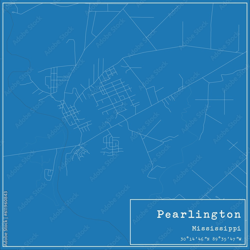 Fototapeta mapa świata dla dzieci Blueprint US city map of Pearlington ...
