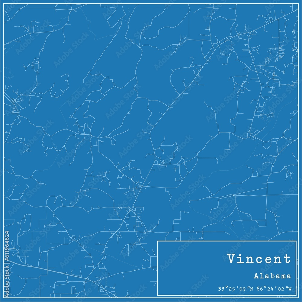 Fototapeta mapa świata dla dzieci Blueprint US city map of Vincent ...