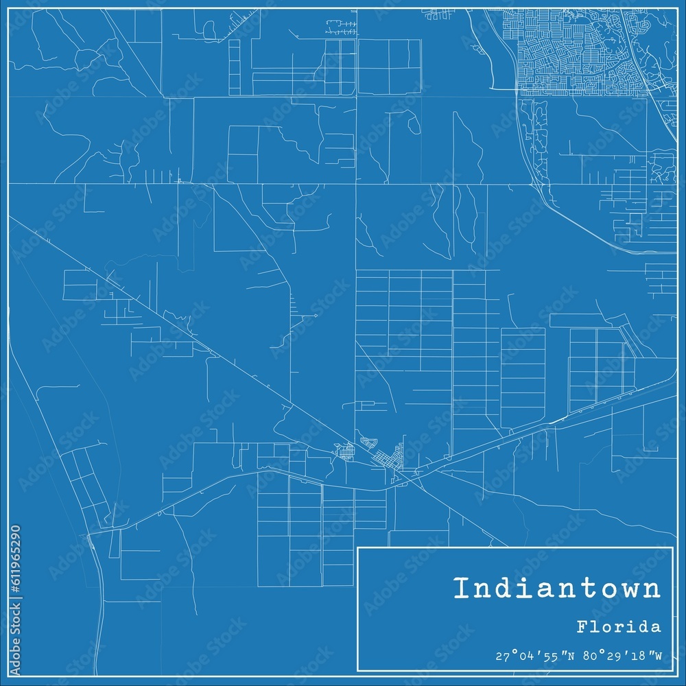 Fototapeta mapa świata dla dzieci Blueprint US city map of Indiantown ...