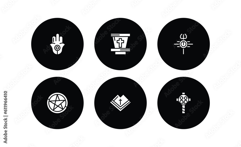 set of religion filled icons. flat filled icons included semitic ...