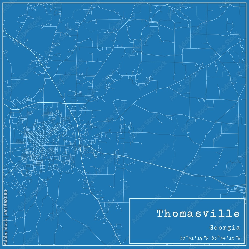 Fototapeta mapa świata dla dzieci Blueprint US city map of Thomasville ...